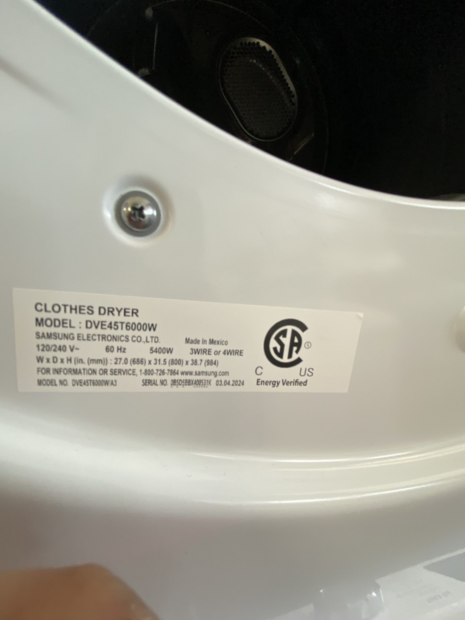 (New) Samsung front load dryer DVE45T6000W - Discount Appliances