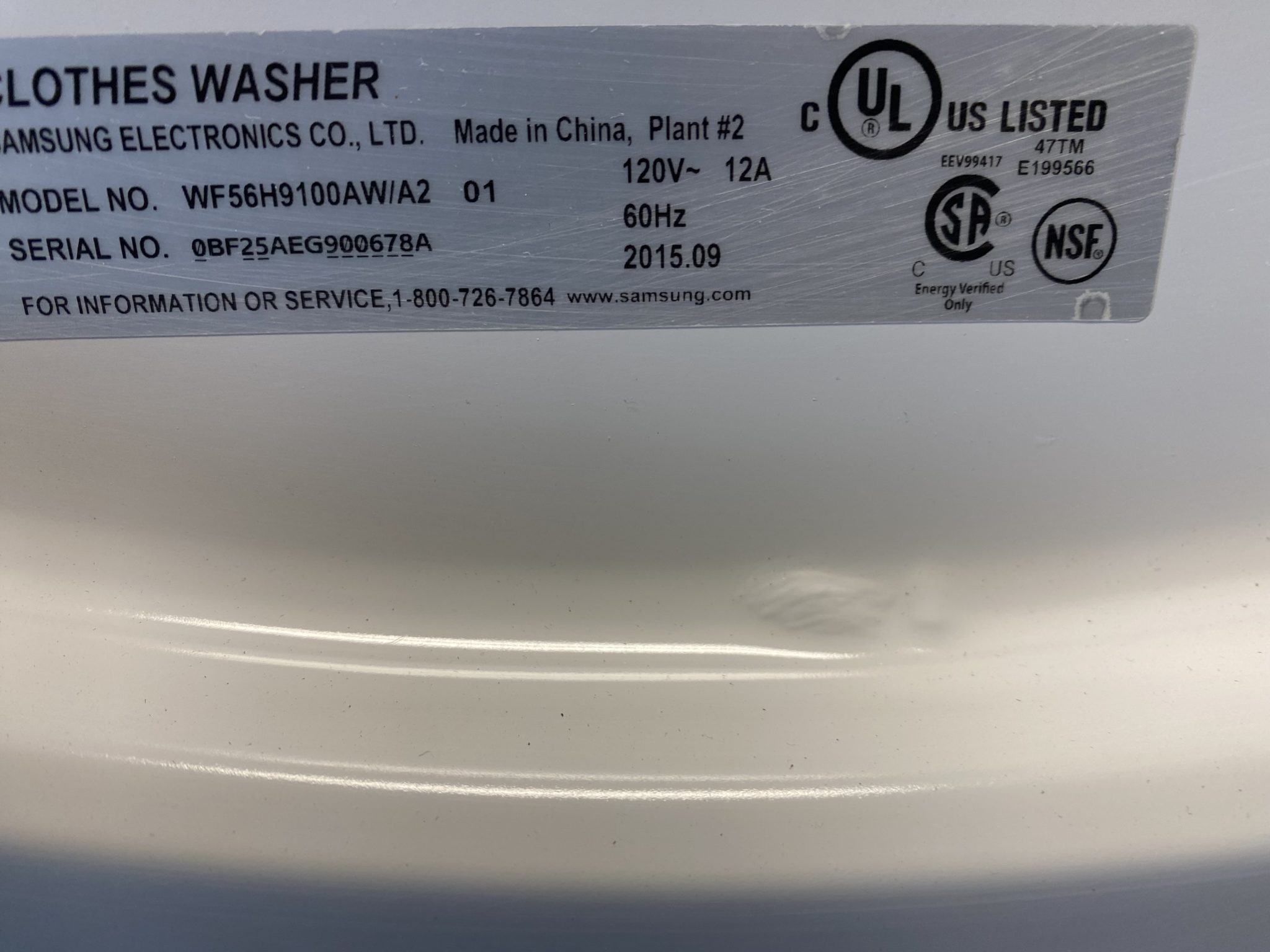 Samsung Front Load Washer 30 Inch 5.6 cu. WF56H9100EW/A2 - Discount ...